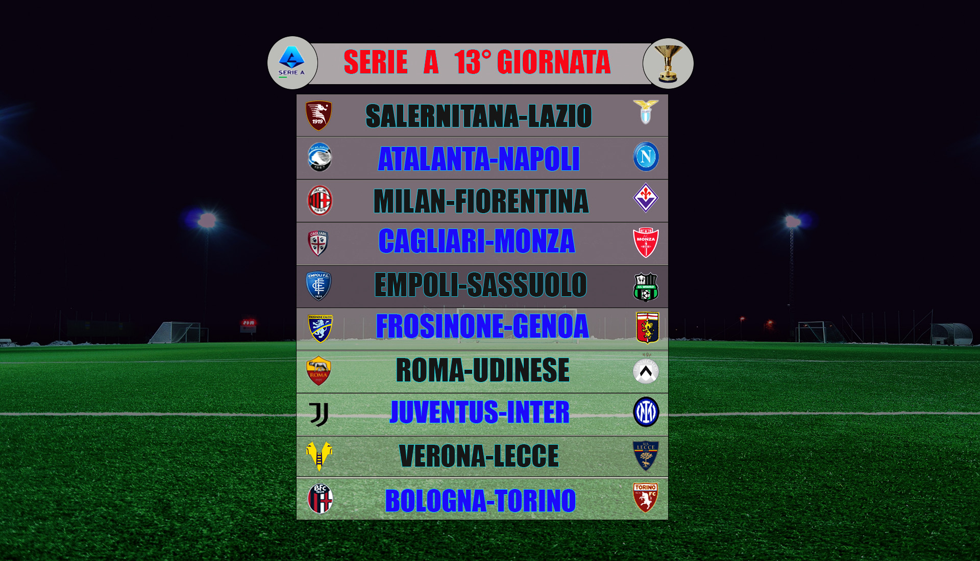 Serie A: si chiude la 13° giornata, programma e dirette TV - Football ...